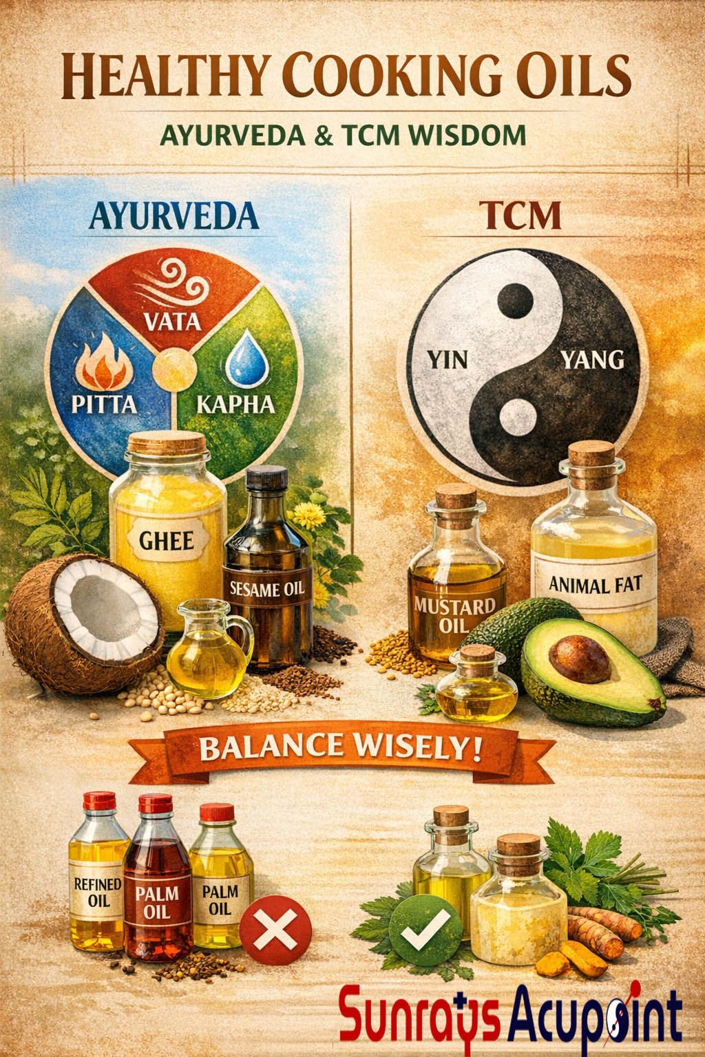 Healthy Cooking Oil Guide | Ayurveda & TCM | Sunrays Acupoint